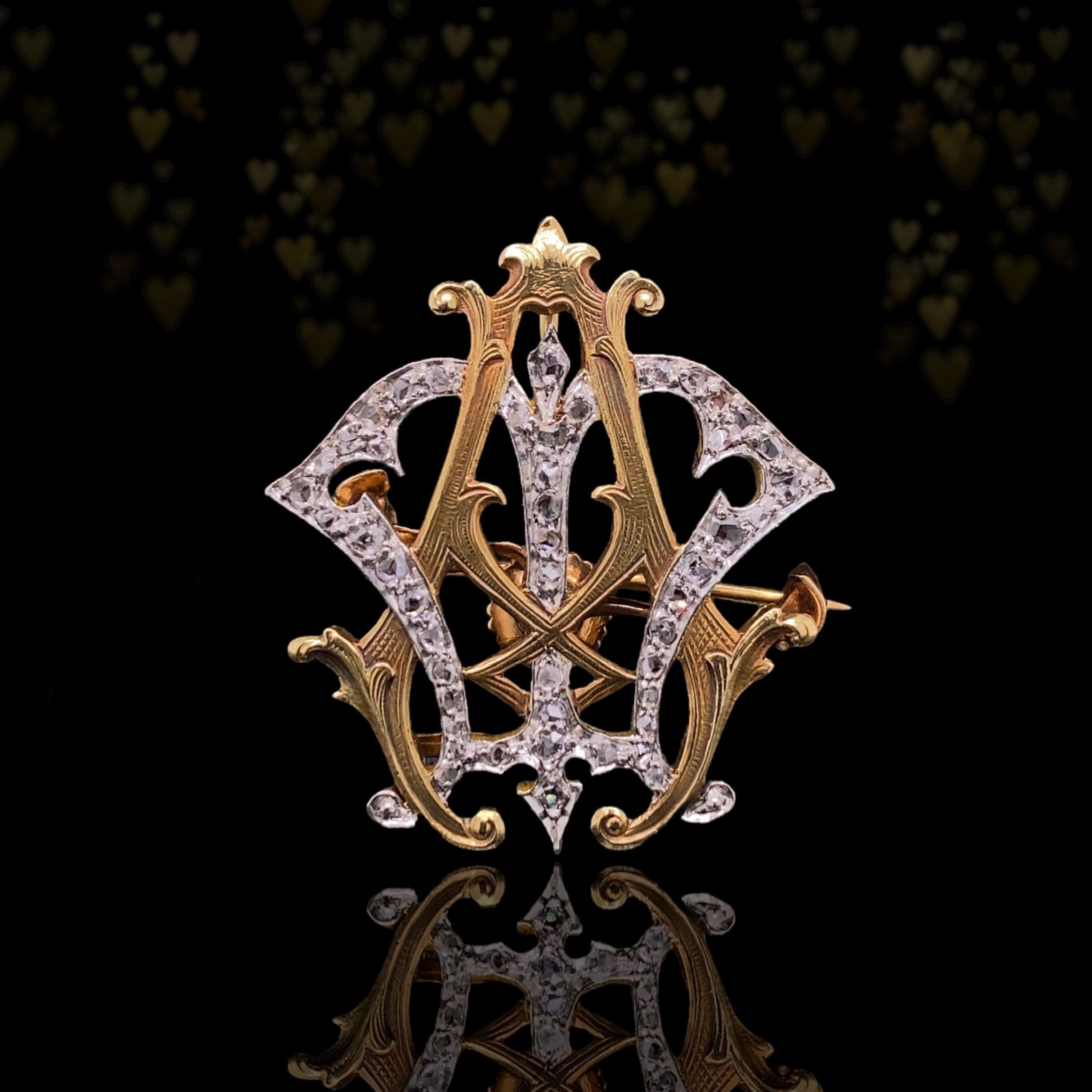 Sold on Layaway | 18K French Victorian Diamond Monogram AM/MA or MV/VM ...