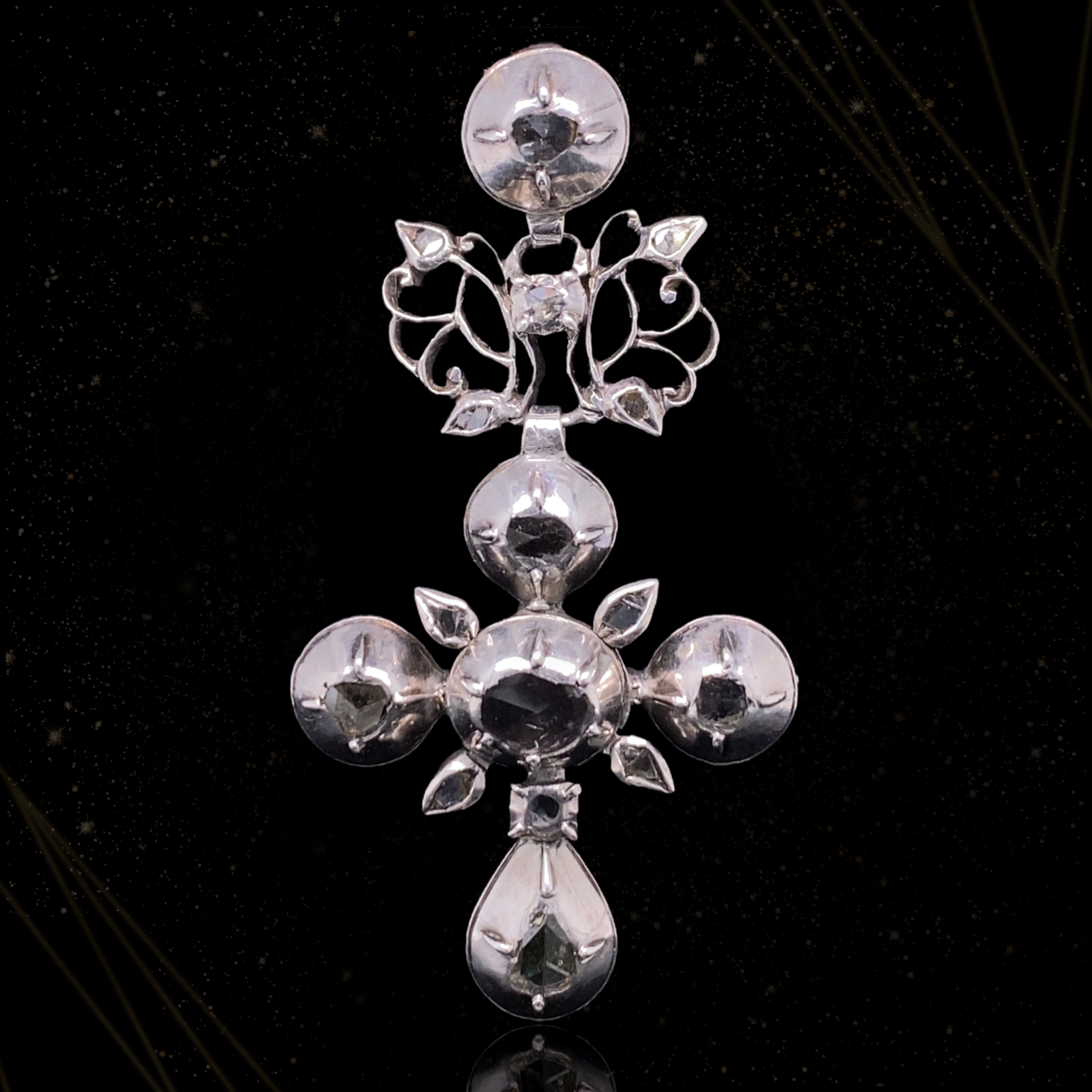 Silver Belgian Georgian Diamond Flemish Cross Pendant – Lace Jewels